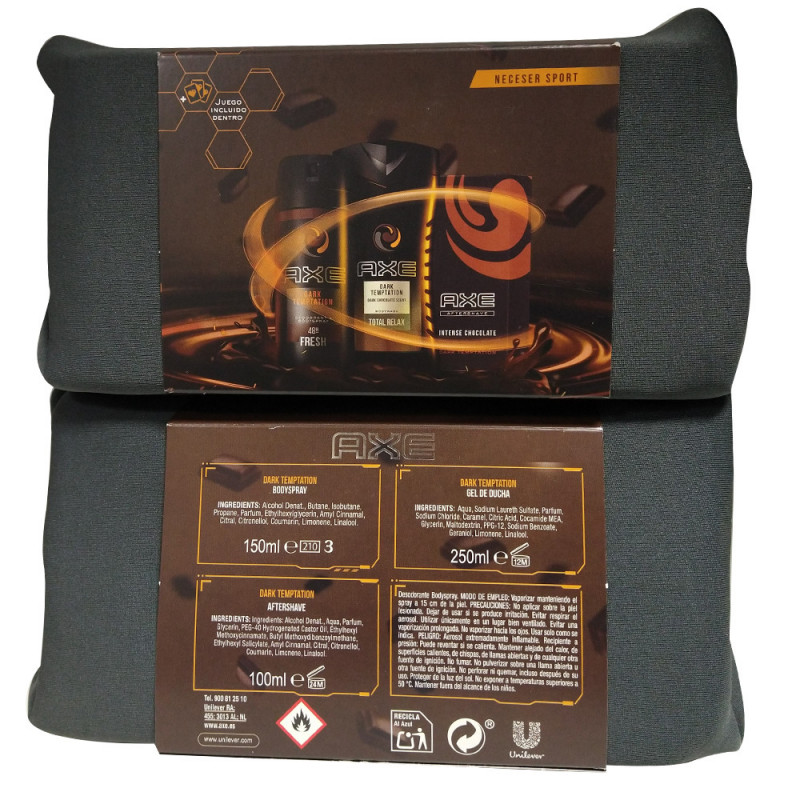 AXE toiletry bag Dark Temptation bodyspray 150 ml. + shower gel 250 ml ...
